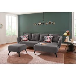 Inosign Ecksofa »Baggio romantische Polsterecke, bequem, Breite 277cm, L-Form« Zierkissen inklusive asche