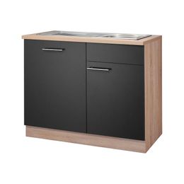 Wiho-Küchen WIHO KÜCHEN Spülenschrank »Montana« 110 cm breit, inkl. Tür/Griff/Sockel für vollint. Geschirrspüler Front und Korpus: Anthrazit, Arbeitsplatte:...