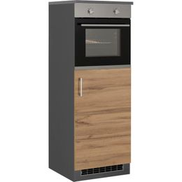 KOCHSTATION Backofen/K&uuml;hlumbauschrank &raquo;KS-Colmar&laquo; 60 cm breit, 165 cm hoch, f&uuml;r Einbauk&uuml;hlschrank und Einbaubackofen wotaneiche/grafitgrau grafitgrau