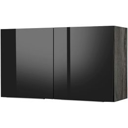 KOCHSTATION H&auml;ngeschrank &raquo;KS-Brindisi&laquo; 100 cm breit, 2 T&uuml;ren schwarz Holzwerkstoff, MDF
