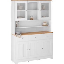 Home Affaire Buffet &raquo;Kate&laquo; Breite 128 cm, mit Glast&uuml;ren und Holzt&uuml;ren, Metallgriffe, H&ouml;he 182 cm wei&szlig;/eiche wei&szlig;