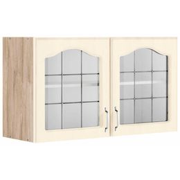 Wiho-K&uuml;chen WIHO K&Uuml;CHEN Glash&auml;ngeschrank &raquo;Linz&laquo; 100 cm breit, mit 2 Glast&uuml;ren Front: Magnolia, Korpus: Sonoma Eiche