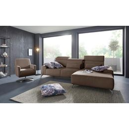 Sit & More sit&more Ecksofa &raquo;Gizeh L-Form&laquo; Fu&szlig;h&ouml;he 12 cm, inklusive Sitztiefenverstellung und Kopfteilverstellung braun