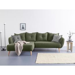 Home Affaire Ecksofa »Baggio formschöne Polsterecke, bequem, Breite 277cm, L-Form« Zierkissen inklusive grün