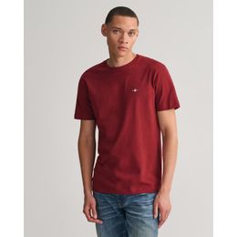 Gant T-Shirt »REG SHIELD SS T-SHIRT« mit Logostickerei auf der Brust PLUMPED RED XL XL Kurzarm und hüftlanger Schnitt, ideal für lässige Alltagslooks
