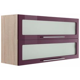 KOCHSTATION Glash&auml;ngeschrank &raquo;KS-Samos&laquo; mit 2 Klappen aubergine Hochglanz/Eiche sonoma eichefarben sonoma