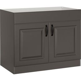 Wiho-K&uuml;chen wiho K&uuml;chen Sp&uuml;lenschrank &raquo;Erla&laquo; 100 cm breit mit Kassettenfront, ohne Arbeitsplatte grau