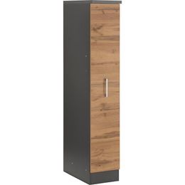 KOCHSTATION Apothekerschrank &raquo;KS-Colmar&laquo; 30 cm breit, 165 cm hoch, mit 3 Ablagen, mit Metallgriff wotaneiche/grafitgrau grafitgrau