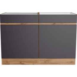 KOCHSTATION Sp&uuml;lenschrank &raquo;KS-Riesa&laquo; Breite 120 cm, MDF-Fronten grau Holzwerkstoff