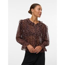 Véro Moda VERO MODA Rüschenbluse »VMPETRA LS SHIRT WVN GA NOOS« Chocolate Torte AOP:Tally Rose Brown XS XS Bluse von Vero Moda