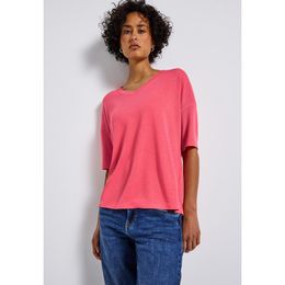 Street One T-Shirt mit V-Ausschnitt und im Strick-Look almond coral 44 44 Sommerliches T-Shirt von Street One
