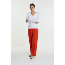 Richroyal Damen RICHROYAL Langarmshirt mit femininen V-Neck wei&szlig; XL