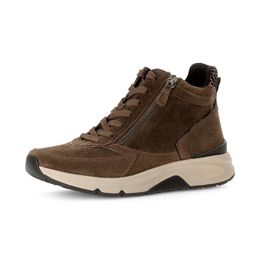 Gabor Rollingsoft Keilsneaker, Freizeitschuh, Schnürschuh, Schnürboots mit herausnehmbarem Fußbett cognac-leo 37 37 High-Top-Sneaker mit seitlichem...