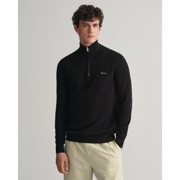 Gant Troyer »COTTON PIQUE HALF ZIP« mit Piqué-Struktur BLACK M M Strickpullover von Gant