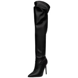 Steve Madden Overkneestiefel »Stiefel Leder/Textil« Schwarz 38 38 Verschluss: Schlupfschuh