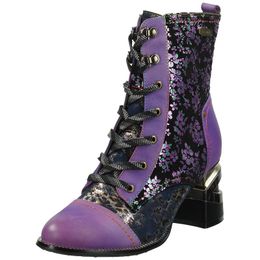 Laura Vita Schnürstiefelette »Stiefelette Leder/Textil« Violett/Schwarz 36 36 Verschluss: Schnürung
