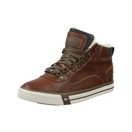 Mustang Shoes Sneaker &raquo;Sneaker Lederimitat&laquo; Cognac 45 45 Verschluss: Schn&uuml;rung