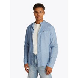 Tommy Jeans Langarmhemd »TJM LINEN MIX BAND COLLAR SHIRT« Colorado Blue XL - N-Gr N-Gr XL Hemd von Tommy Jeans