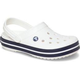 Crocs Clog »Crocband« Sommerschuh, Gartenschuh, Poolslides, mit farbiger Laufsohle weiß-navy 48 48 Praktischer schwenkbarer Fersenriemen