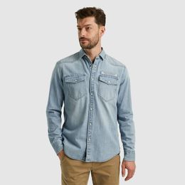 PME-Legend PME LEGEND Jeanshemd &raquo;Long Sleeve Shirt Bleach Indigo denim&laquo; mit Kentkragen Bleach Denim M - N-Gr N-Gr M Langarm Hemd von PME Legend