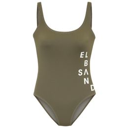 ELBSAND Badeanzug »Deep« mit Logo in Kontrastfarbe olive 36 - Cup C/D Cup C/D 36 Kontrastfarbiger Markenschriftzug