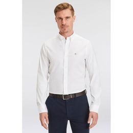 Gant Damen Langarmhemd &raquo;Slim Fit Popeline Hemd leichte Baumwolle strapazierf&auml;hig pflegeleicht&laquo; mit klassischer Logostickerei auf der Brust wei&szlig; XL, N-