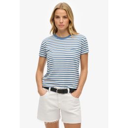 Superdry T-Shirt »ESSENTIAL LOGO STR FITTED TEE« angenehmes Tragegefühl durch besonders weiche Haptik Wedgewood Blue Stripe XS XS Gestreiftes Shirt...