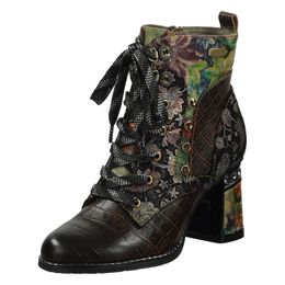 Laura Vita Schn&uuml;rstiefelette &raquo;Stiefelette Leder/Textil&laquo; Braun 37 37 Verschluss: Schn&uuml;rung