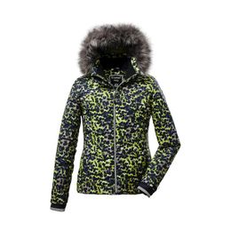 Killtec Skijacke »KSW 54 GRLS SKI JCKT« Leoprint Skijacke, wasser- und winddicht, abnehmbare Kapuze limette 140 140 Skijacke mit Kapuze mit...