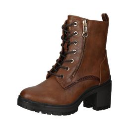 Mustang Shoes Schnürstiefelette »Stiefelette Lederimitat/Textil« Cognac 36 36 Verschluss: Schnürung