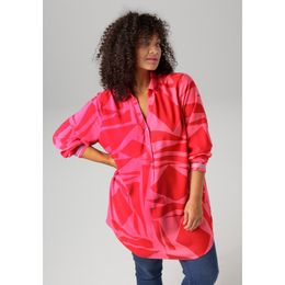 Aniston Plus Damen Aniston PLUS Longbluse mit farbenfrohem, gro&szlig;fl&auml;chigem Druck pink 54