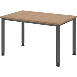 Schreibtisch, HxT 685 - 810 x 800 mm, 4 Rundrohrbeine, Breite 1200 mm, graphit / Nussbaum kaiserkraft