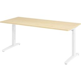 eurokraft pro ANNY - Schreibtisch mit C-Fußgestell, höhenverstellbar 650 - 850 mm, Breite 1800 mm, Ahorn-Dekor / weiß