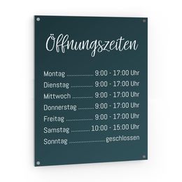 &Ouml;ffnungszeiten Schild personalisierbar | "Dunkles Petrolgr&uuml;n" | Format 3:4 | diverse Materialien | &Ouml;ffnungszeiten Vorlage online bestellen