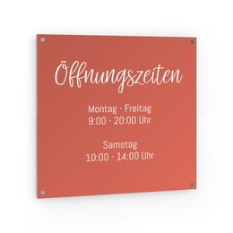 &Ouml;ffnungszeiten Schild personalisierbar | "Lachsfarben" | Format 1:1 | diverse Materialien | &Ouml;ffnungszeiten Vorlage online bestellen