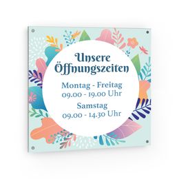 &Ouml;ffnungszeiten Schild personalisierbar | "Unsere &Ouml;ffnungszeiten" | Format 1:1 | diverse Materialien | &Ouml;ffnungszeiten Vorlage online bestellen