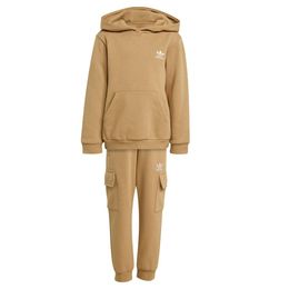 adidas originals Jogginganzug 'Hoodie Cargo Set' Jungen Gr&ouml;&szlig;e 110 hellbraun / wei&szlig;