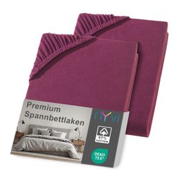 NYVI Spannbettlaken DreamScience Premium - Komfort Spannbetttuch, 190g/m&sup2;, Einlaufschutz, B&uuml;gelfrei, mit Gummizug Farbe:bordeaux;Gr&ouml;&szlig;e:140 - 160x220 + 40 cm Boxspringbett (2er Pack)