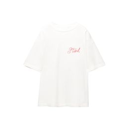 Pull&Bear Pull&bear T-Shirt 'TARTA' Damen Gr&ouml;&szlig;e XL hellgrau / kirschrot / wei&szlig;