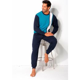 H.I.S. Herren Pyjama türkis-marien-weiß Größe 44/46