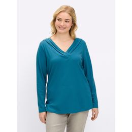 sheego by Joe Browns Damen Langarmshirt mit V-Ausschnitt, topas, Größe 48/50