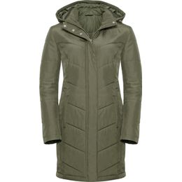 Damen Longjacke mit abnehmbarer Kapuze khaki, Gr&ouml;&szlig;e 38