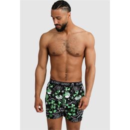 Lousy Livin Underwear Boxershorts LOUSY LIVIN "2Pack Boxershorts Outer Weedy", Damen, Gr. L, schwarz (schwarz, lila), 100% Baumwolle, Unterhosen, 2er-Pack im lockeren Schnitt
