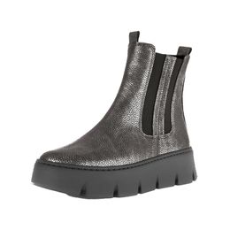 Stiefelette Gabor "Gabor Stiefelette Leder", Damen, Gr. 40,5, silber (grau, silber), Leder, Schuhe Stiefelette