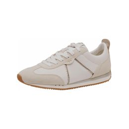 Sneaker Tamaris "Tamaris Sneaker Leder/Synthetik", Damen, Gr. 37, weiß, gold, Leder, Synthetik, Casual, Schuhe