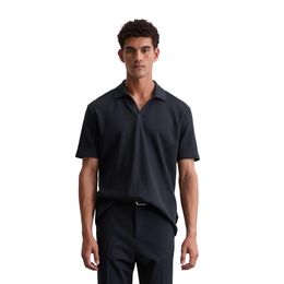 Marc O'Polo Poloshirt MARC O'POLO "mit elastischer Rippstruktur", Herren, Gr. XXL, schwarz navy, Obermaterial: 97% Baumwolle, 3% Elasthan, unifarben, regular fit, Shirts