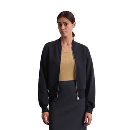 Marc O'Polo Sweatjacke MARC O'POLO "aus Interlock-Jersey", Damen, Gr. XL, blau (deep night blau), Obermaterial: 78% Baumwolle, 18% Polyester, 4% Elasthan, unifarben, regular fit, Rippbündchen, Sweatjacken