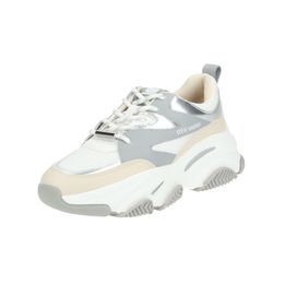 Sneaker Steve Madden "Steve Madden Sneaker Lederimitat/Textil", Damen, Gr. 39, silber (silber, wei&szlig;), Lederimitat, Textil, Schuhe Sneaker
