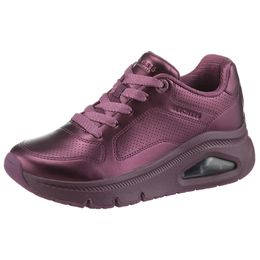 Skechers Damen Sneaker "UNO ICON - LUSTROUS AIR", Gr. 35weinfarben, Leder, metallic, Schuhe, Keilsneaker, Plateausneaker, Schnürschuh im Metallic Look