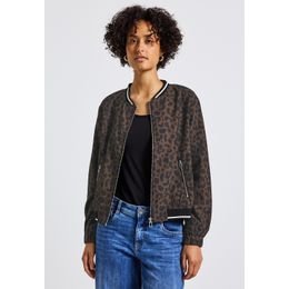 Blouson Street One, Damen, Gr. 36, braun (pecan braun), Stoff, Obermaterial: 87% Viskose, 13% Polyester; Futter: 100% Polyester, animal-print, normal normal, Rundhals, elastischer Bund, Jacken, mit Leomuster